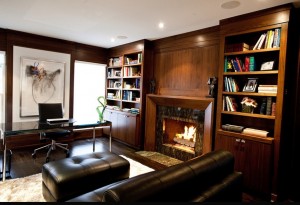 15 Warm And Cozy Home Office Designs With Fireplaces - Top Dreamer